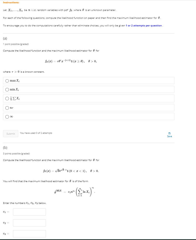 Solved Instructions: Let Xi..., X, ben i.i.d. random | Chegg.com