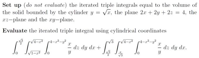 Solved Set up (do not evaluate) the iterated triple | Chegg.com