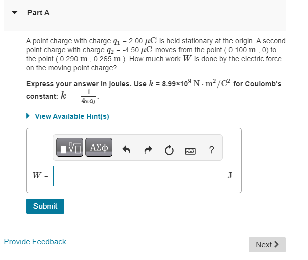 Solved A point charge with charge q1=2.00μC is held | Chegg.com