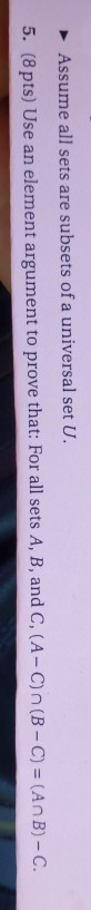 Solved Assume all sets are subsets of a universal set U. 5. | Chegg.com