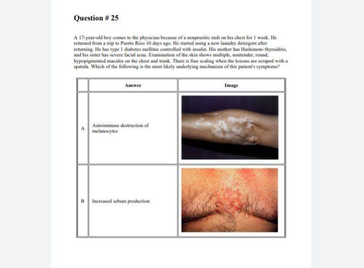 Solved Question # 25 A 17-year-old boy comes to the | Chegg.com