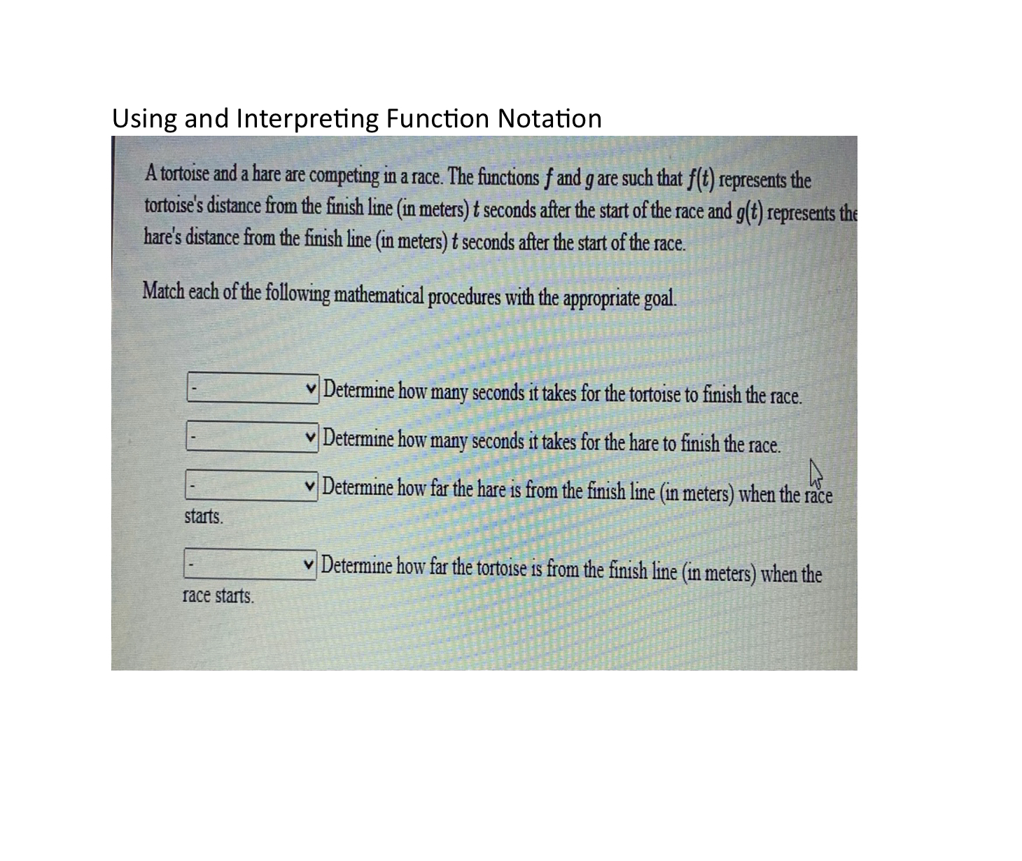 Solved Using And Interpreting Function Notation A Tortoise