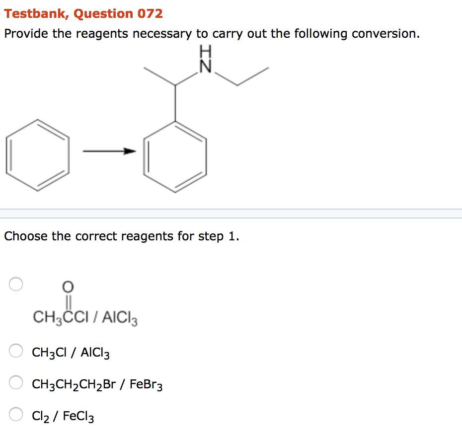Solved Testbank, Question 072 Provide the reagents necessary | Chegg.com