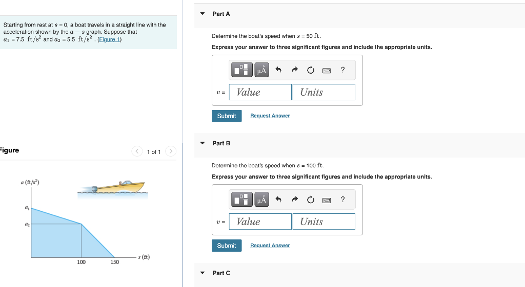 Solved Starting from rest at s=0, a boat travels in a | Chegg.com
