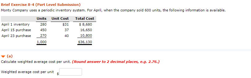 Solved Brief Exercise 8-4 (Part Level Submission) Monty | Chegg.com Solved Brief Exercise 8-4 (Part Level Submission) Monty | Chegg.com