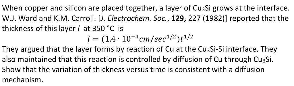 When copper and silicon are placed together, a layer | Chegg.com