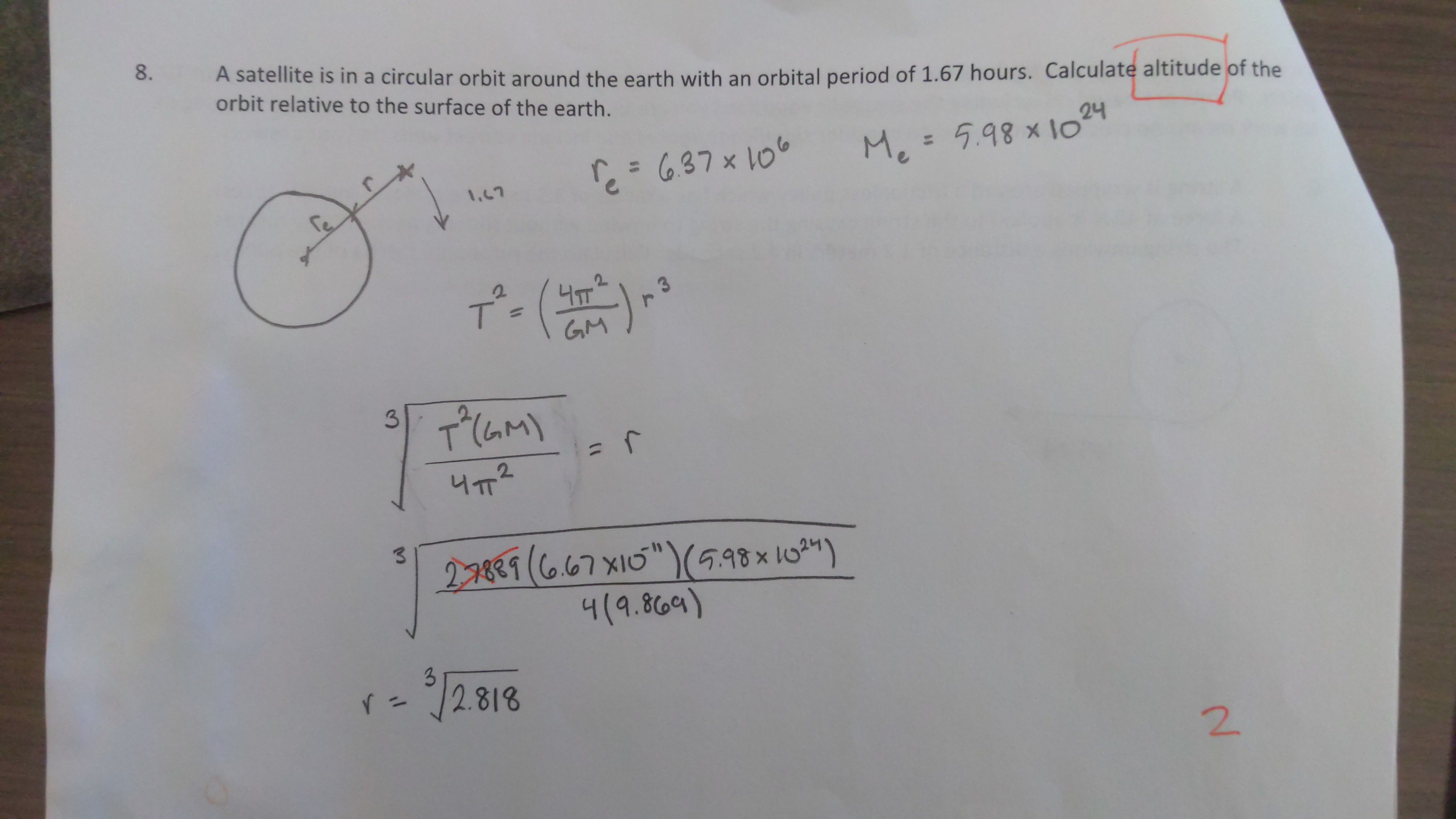 Solved A satellite is in a circular orbit around the earth | Chegg.com