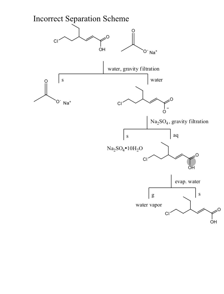 Solved Incorrect Separation Scheme زمرہ OH O Nat water, | Chegg.com