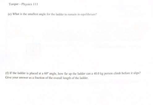 Solved Torque - Physics 111 (2) Ladder Problem Goal: Use | Chegg.com
