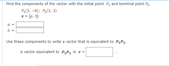 Solved Find the components of the vector with the initial | Chegg.com