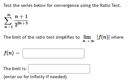 Solved Test the series below for convergence using the Ratio | Chegg.com