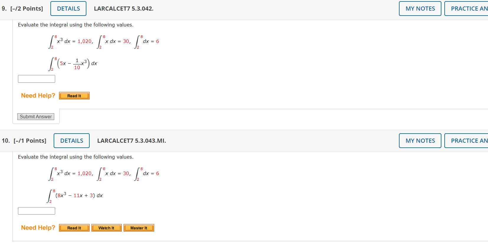 Solved Evaluate the integral using the following values. | Chegg.com