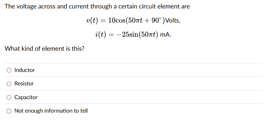 High Quality SOLUTION The voltage across and current through a certain | Chegg.com
