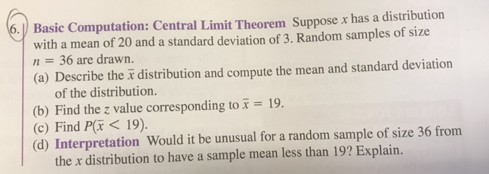 Solved )Basic Computation: Central Limit Theorem Suppose x | Chegg.com