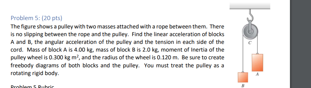 Solved Problem 5: (20 pts) The figure shows a pulley with | Chegg.com