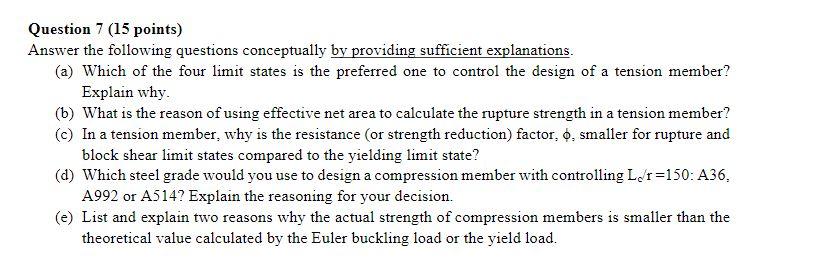 Solved Question 7 (15 points) Answer the following questions | Chegg.com