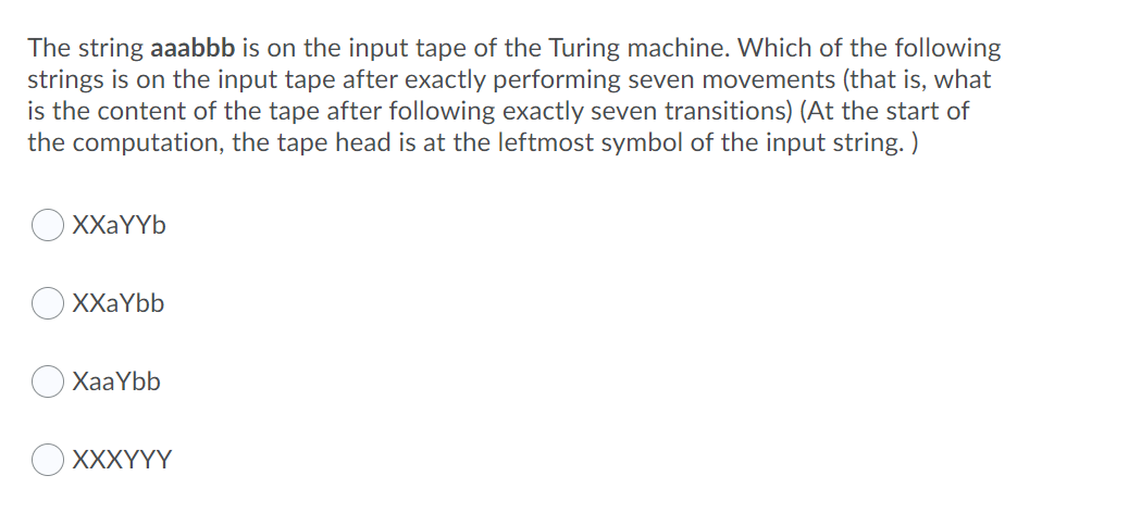 Solved = Given the following Turing machine with input | Chegg.com