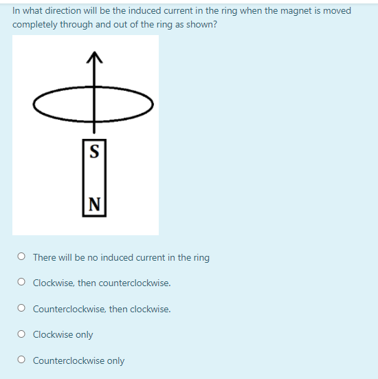 Solved In what direction will be the induced current in the | Chegg.com