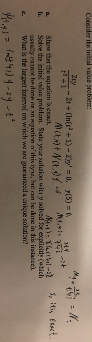 Solved Consider the initial value problem: 2ty 2(In(t2+ | Chegg.com