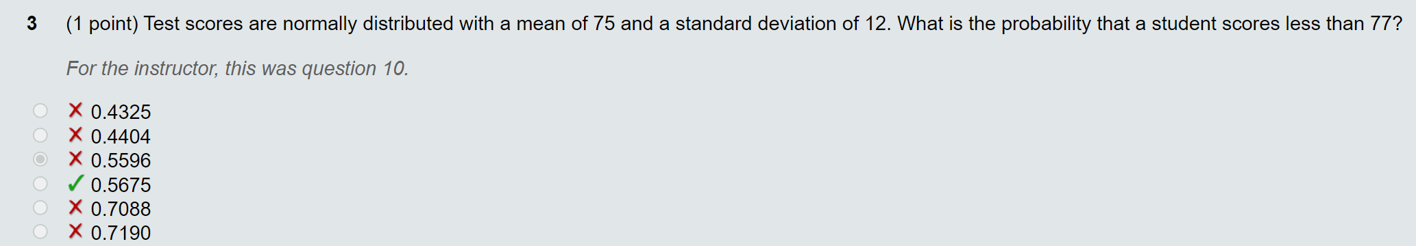 Solved (1 point) Test scores are normally distributed with a | Chegg.com