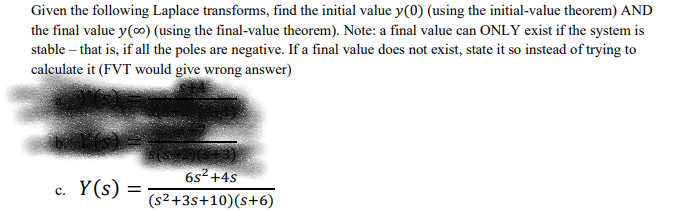 Solved I just need help finding FVT and IVT. I understand | Chegg.com