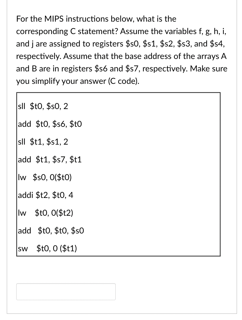 Solved For the MIPS instructions below, what is the | Chegg.com