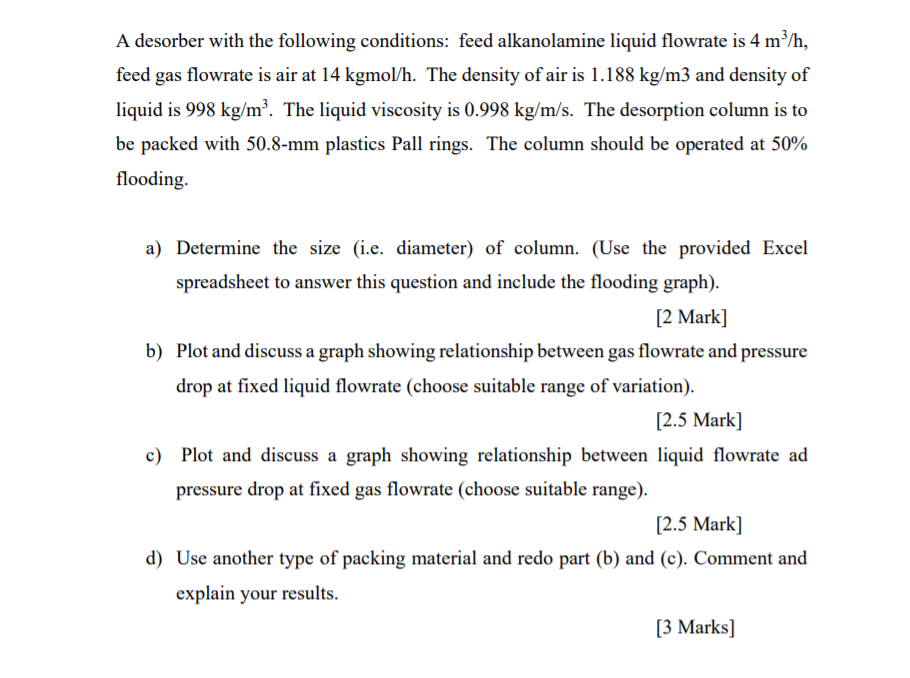 Solved A desorber with the following conditions: feed | Chegg.com