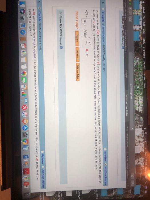 Solved into the tank at of 5 L/min; the well-mixed solution | Chegg.com
