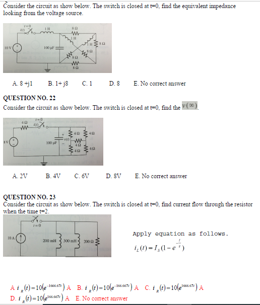 Solved Consider the circuit as show below. The switch is | Chegg.com