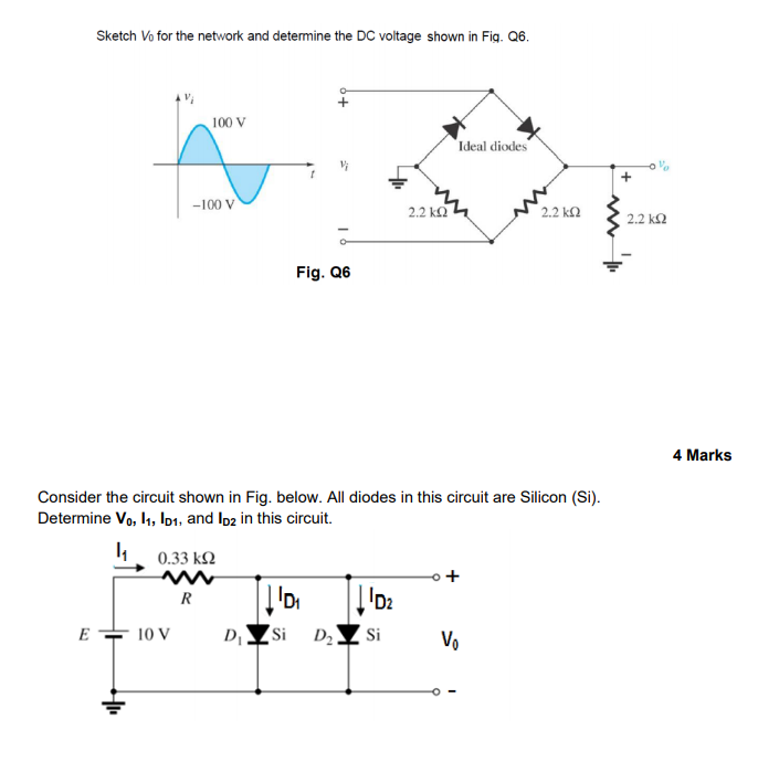 Solved Sketch Vo for the network and determine the DC | Chegg.com