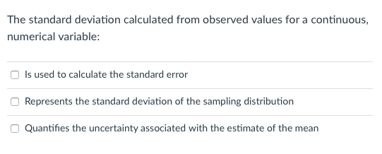 Solved The standard deviation calculated from observed | Chegg.com