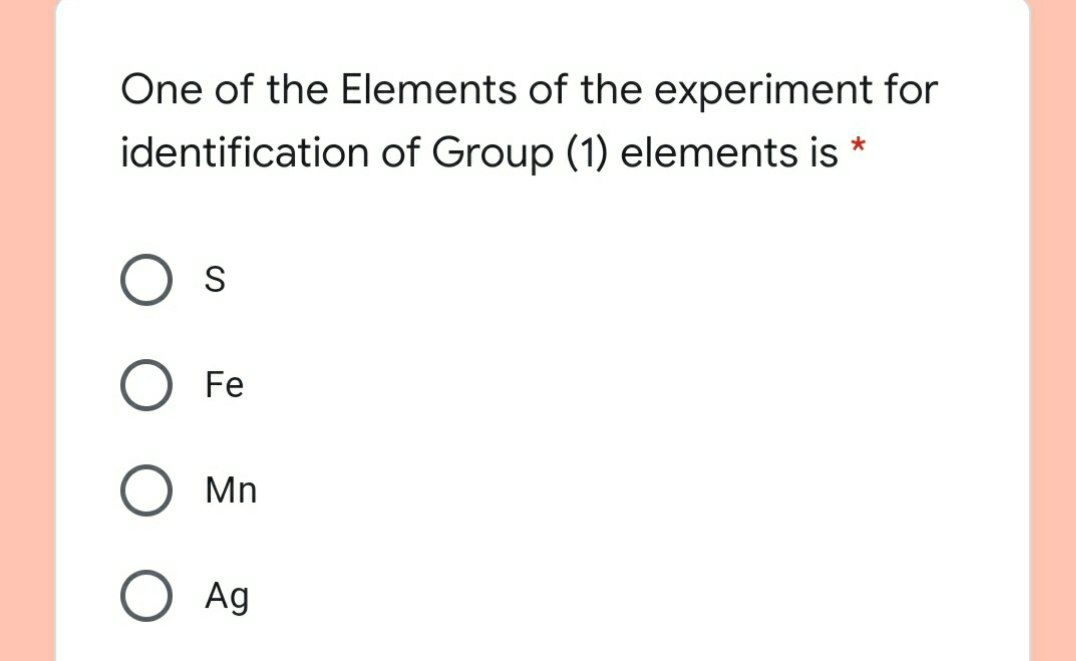Solved One of the Elements of the experiment for | Chegg.com