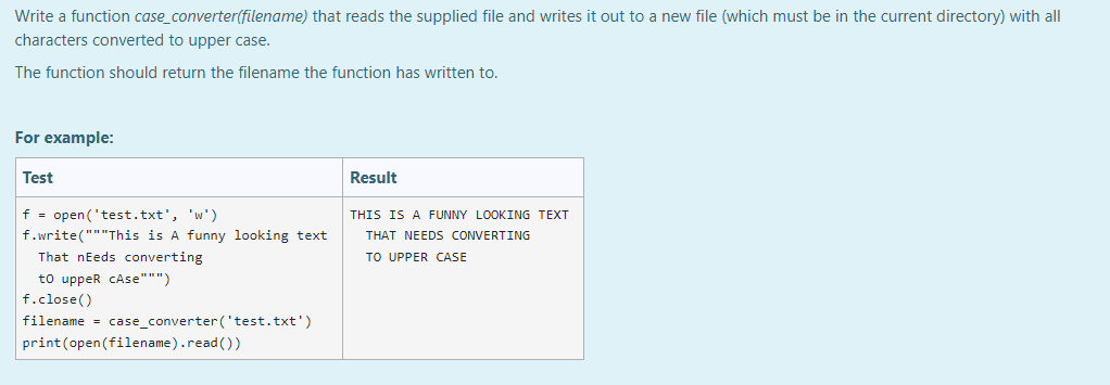 Solved Write a function case_converter(filename) that reads | Chegg.com