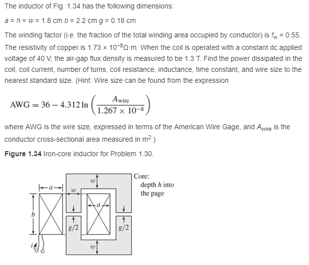 Solved The inductor of Fig. 1.34 has the following | Chegg.com