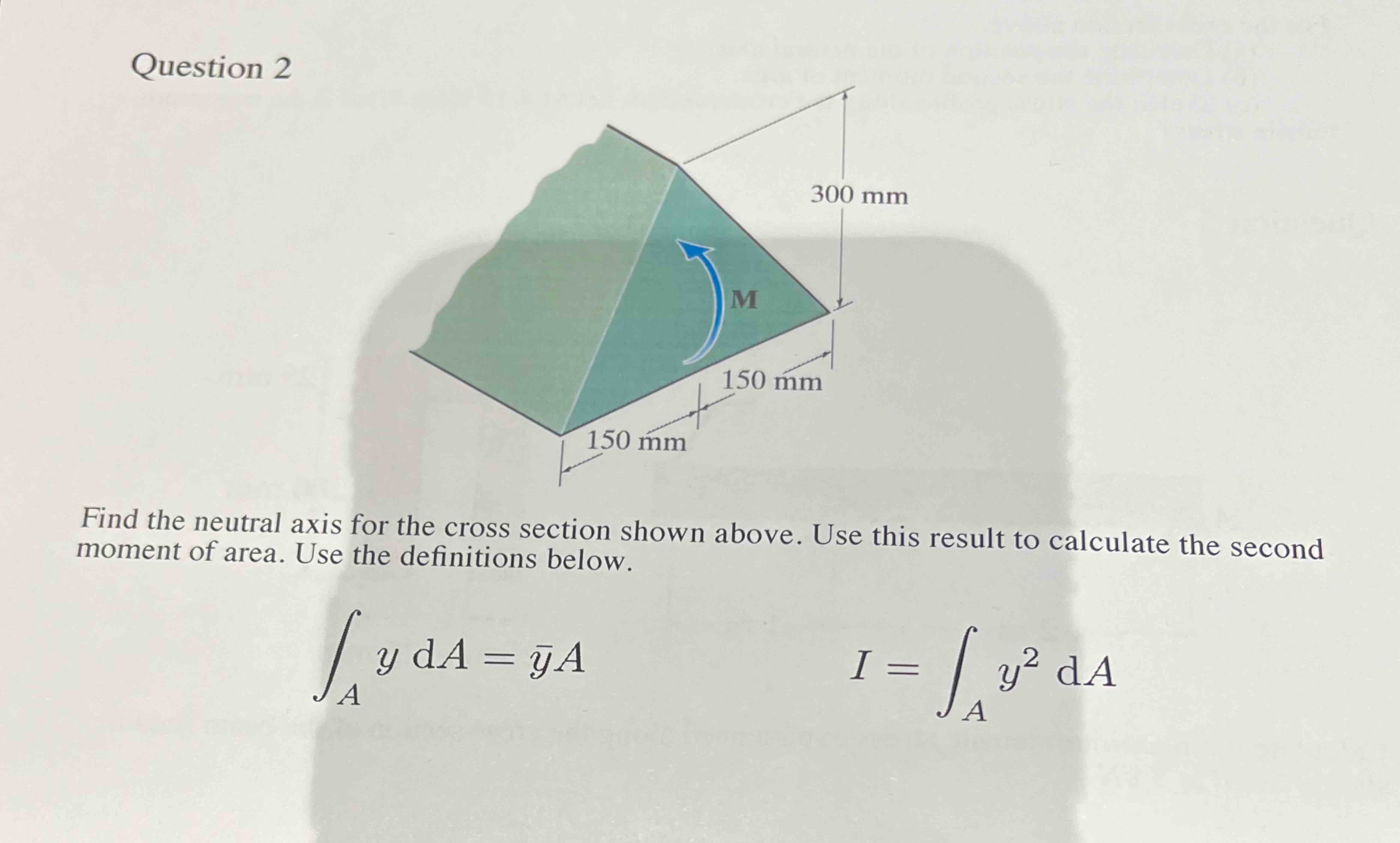 Solved Question 2Find the neutral axis for the cross section | Chegg.com