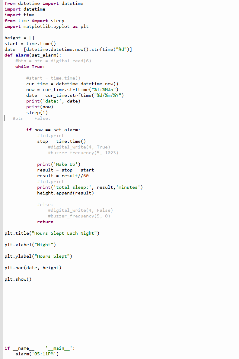 Solved Can someone try my code and tell me why hours slept | Chegg.com