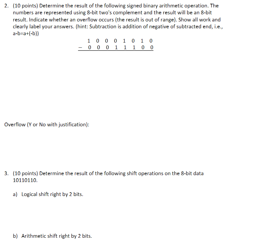Solved (10 ﻿points) ﻿Determine the result of the following | Chegg.com