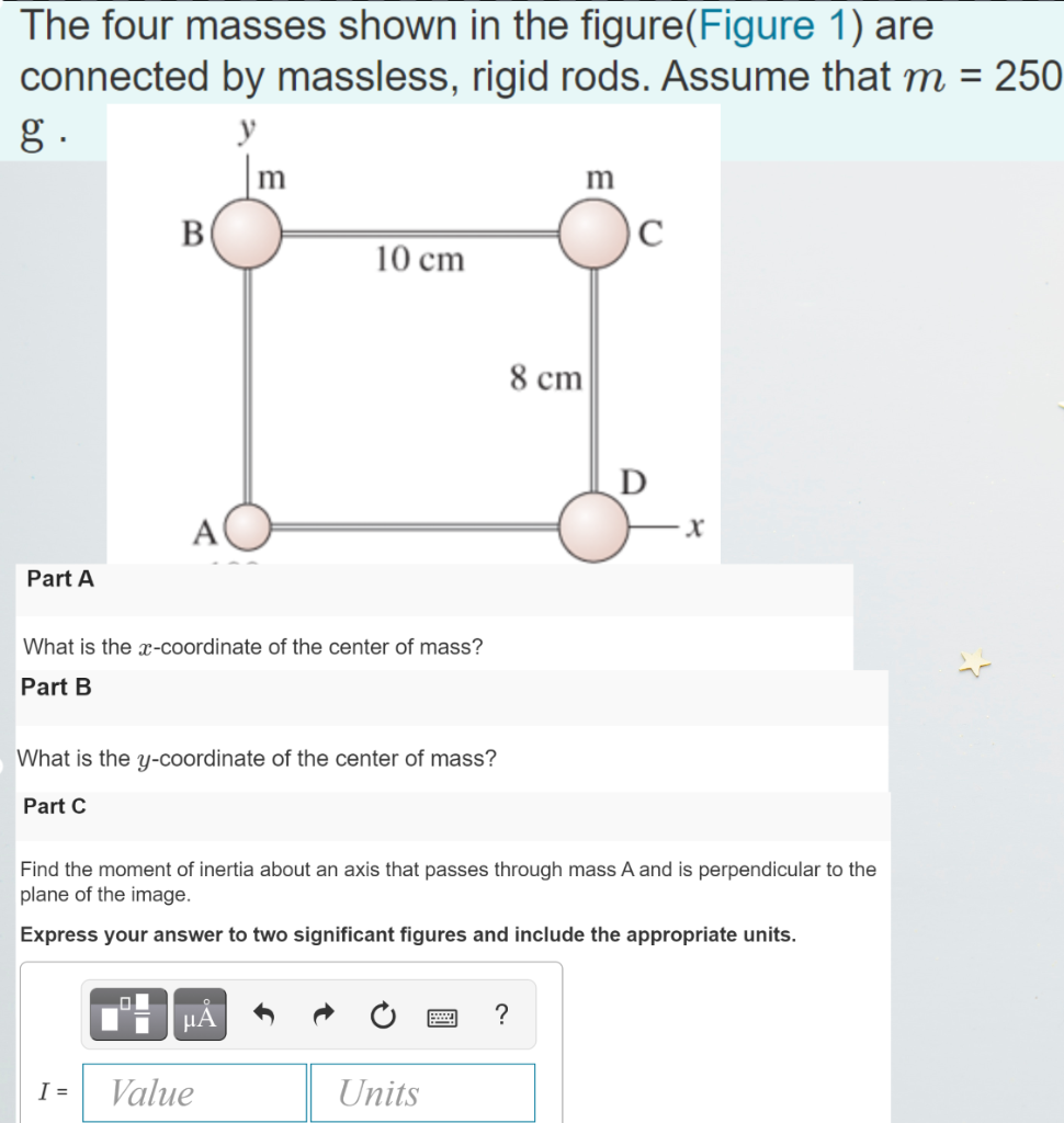 Solved The four masses shown in the figure(Figure 1) are | Chegg.com