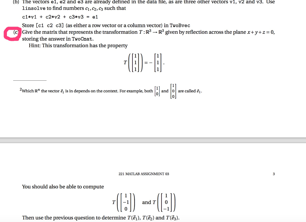 Solved (b) The vectors e1, e2 and e3 are already defined in | Chegg.com