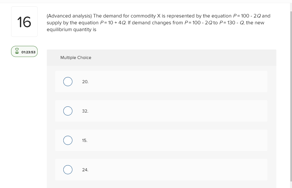 Solved 16 (Advanced analysis) The demand for commodity X is | Chegg.com
