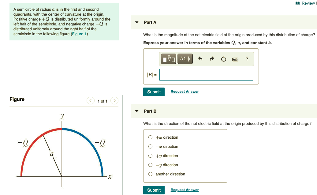 Solved Review A semicircle of radius a is in the first and | Chegg.com