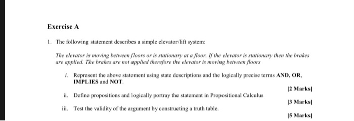 Solved Exercise A 1. The following statement describes a | Chegg.com