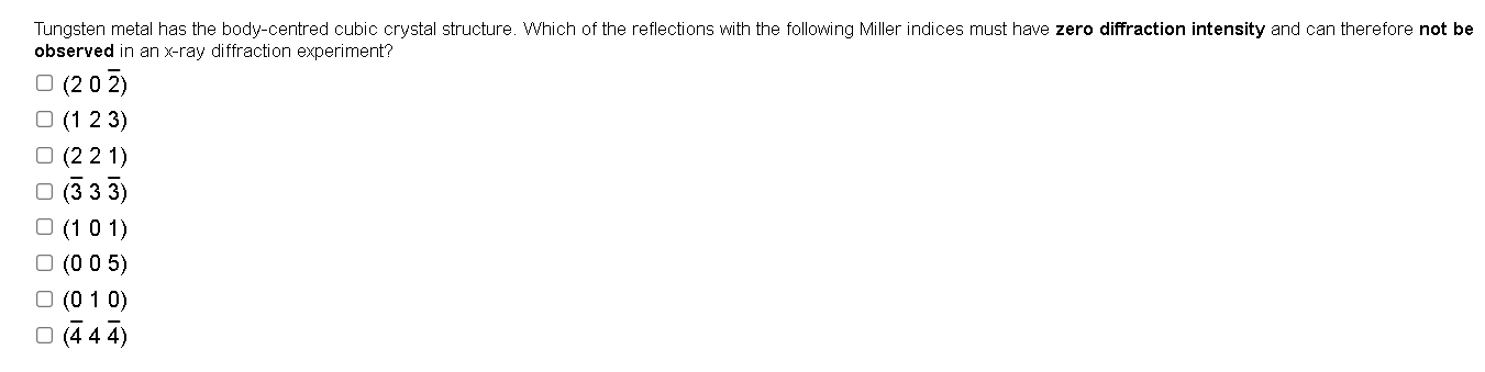 Solved observed in an x-ray diffraction experiment? (202) (1 | Chegg.com