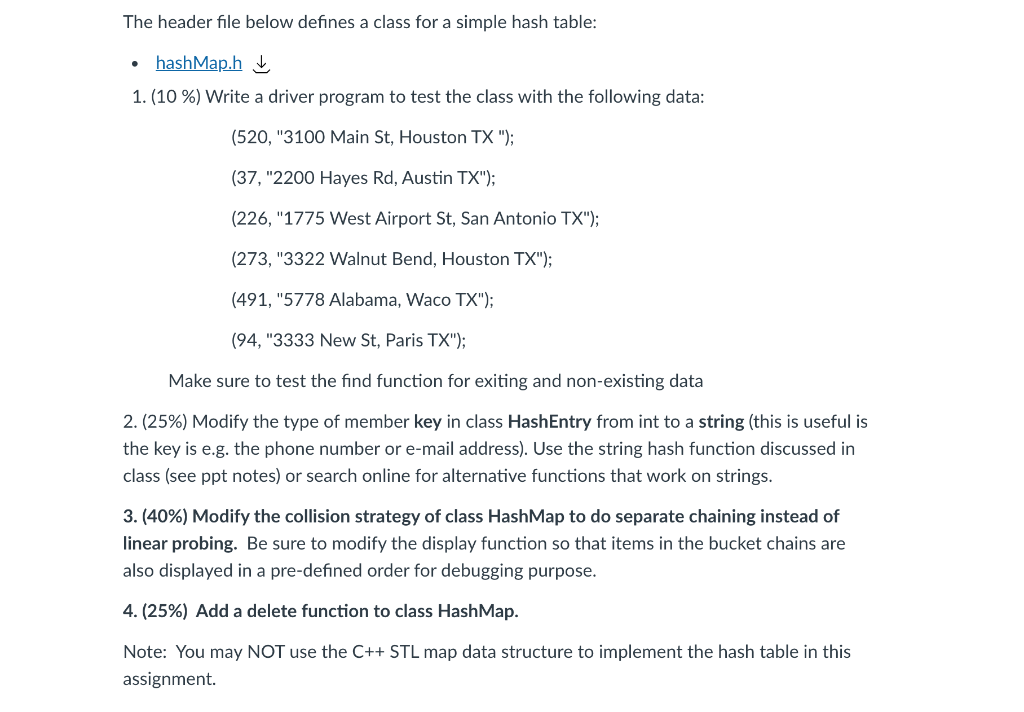 Solved // (The following is the code for header file | Chegg.com