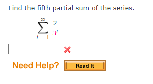 Solved Find the fifth partial sum of the series. 0 2 3 | = 1 | Chegg.com
