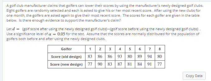 Solved A golf club manufacturer claims that golfers can | Chegg.com