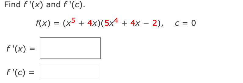 Solved Find F X And F C F X X5 4x 5x4 4x