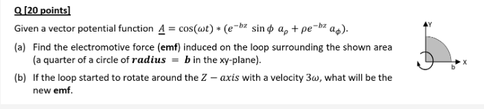 Q [20 points] Given a vector potential function | Chegg.com