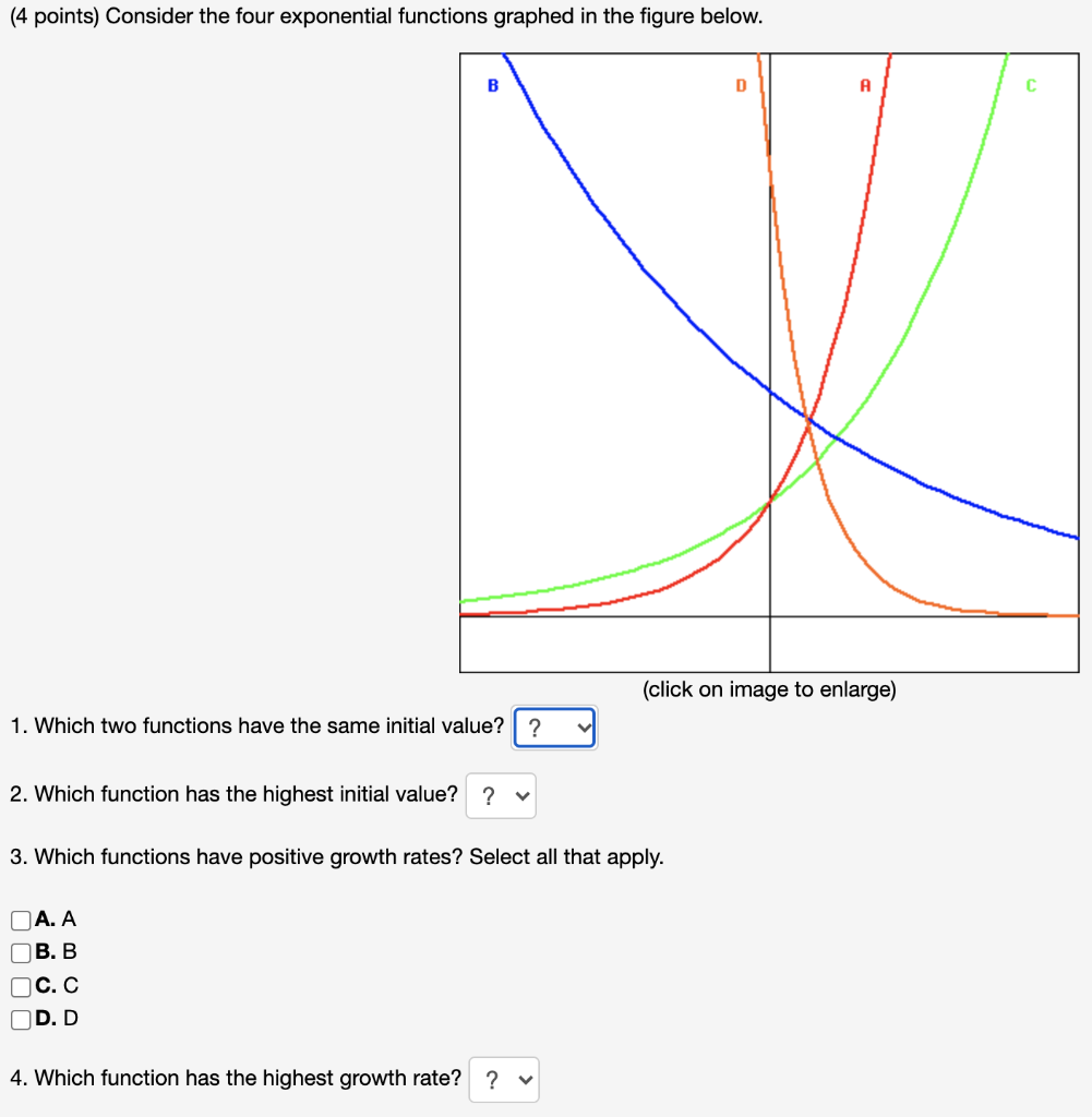 Solved (4 points) Consider the four exponential functions | Chegg.com