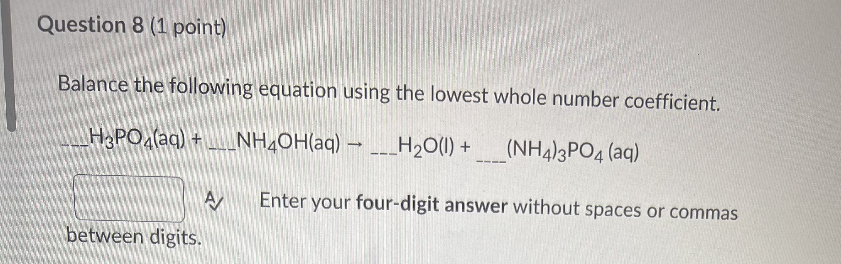 Solved Balance the following equation using the lowest whole | Chegg.com